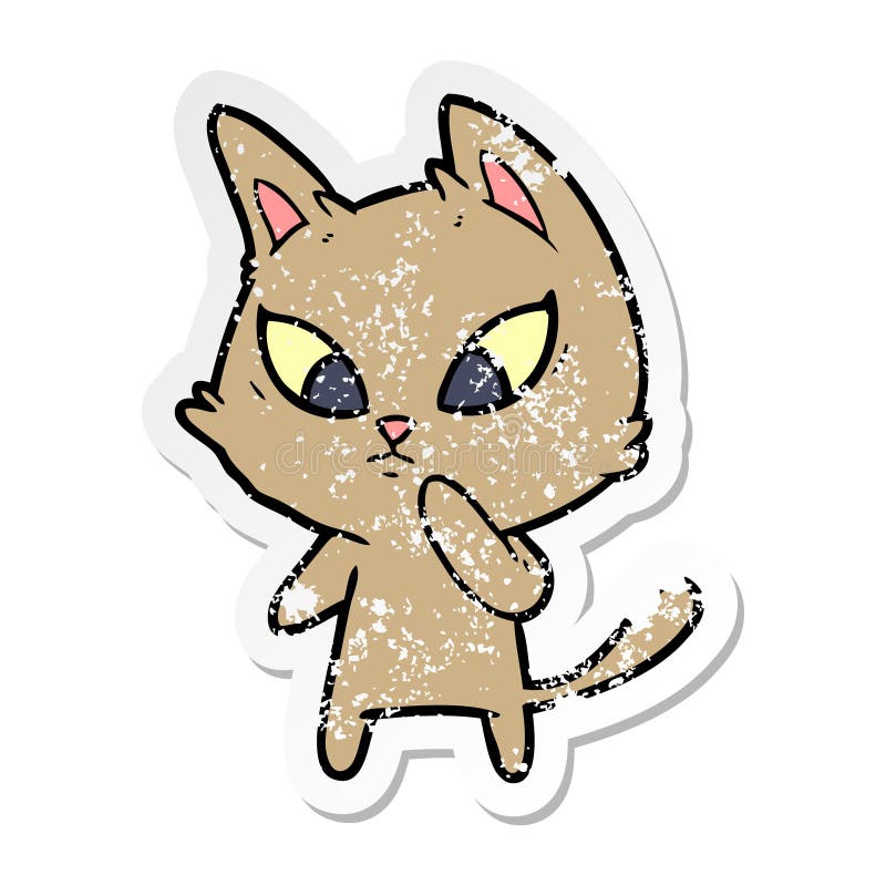 Distressed Sticker of a Confused Cartoon Cat Stock Vector ...