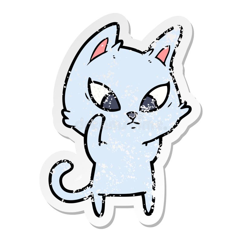 Distressed Sticker of a Confused Cartoon Cat Stock Vector ...
