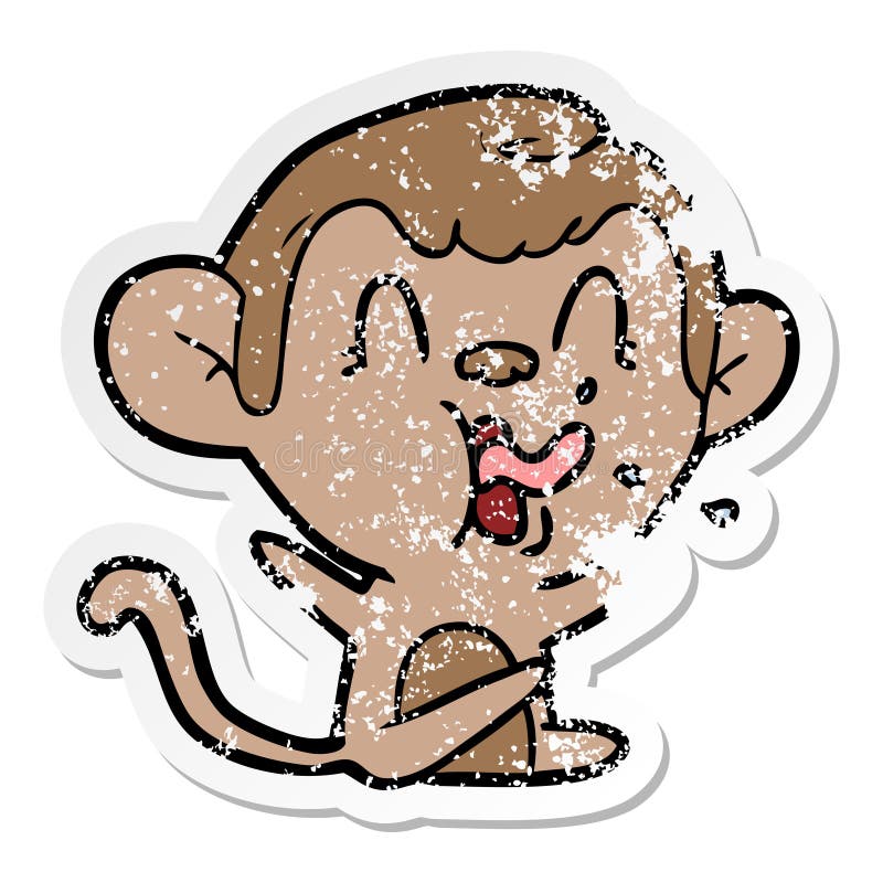Distressed Sticker of a Crazy Cartoon Monkey Stock Vector ...