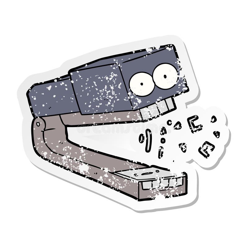 Distressed Sticker of a Crazy Cartoon Stapler Stock Vector ...