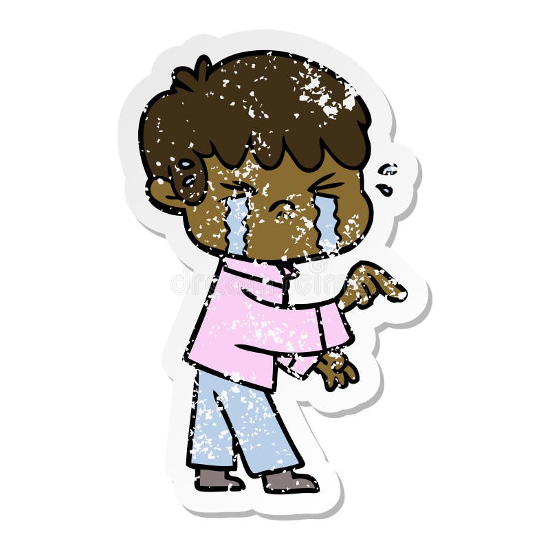 Distressed Sticker of a Crying Boy Cartoon Stock Vector - Illustration ...