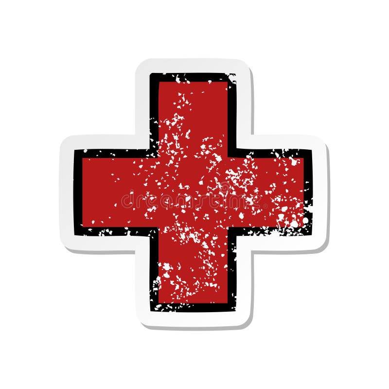 Distressed Sticker of a Cute Cartoon Addition Symbol Stock Vector ...