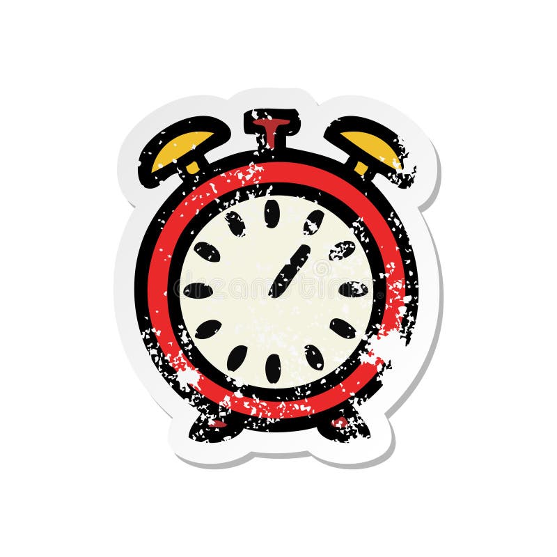 Distressed Sticker of a Cute Cartoon Alarm Clock Stock Vector ...