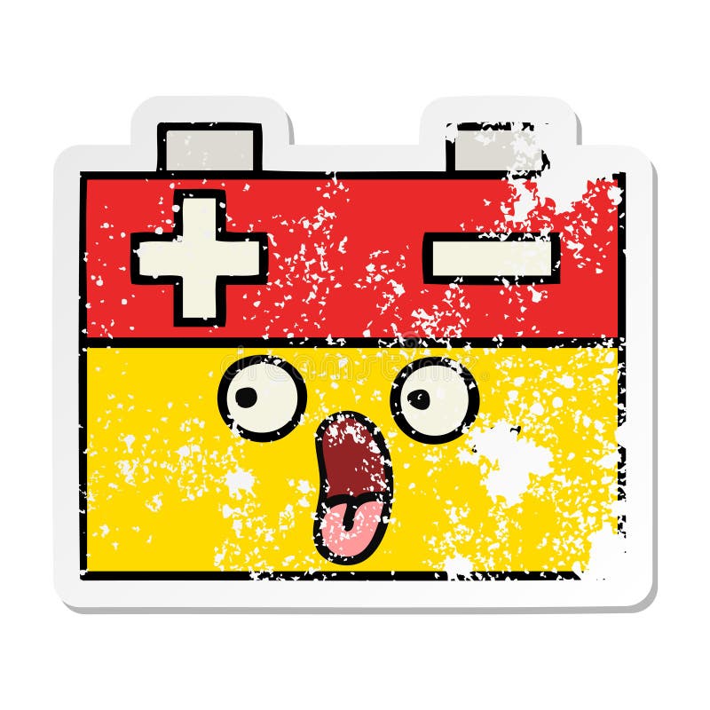Distressed Sticker of a Cute Cartoon Car Battery Stock Vector ...