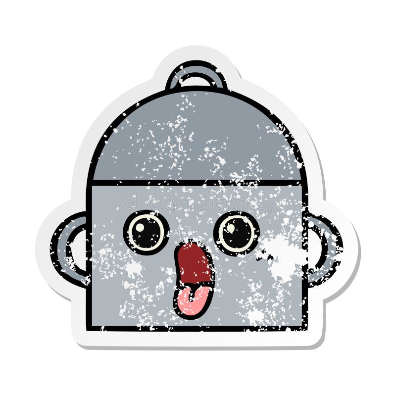 Distressed Sticker of a Cute Cartoon Cooking Pot Stock Vector ...