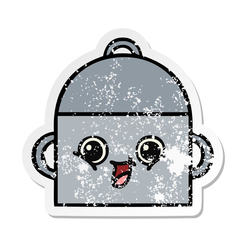 Distressed Sticker of a Cute Cartoon Cooking Pot Stock Vector ...