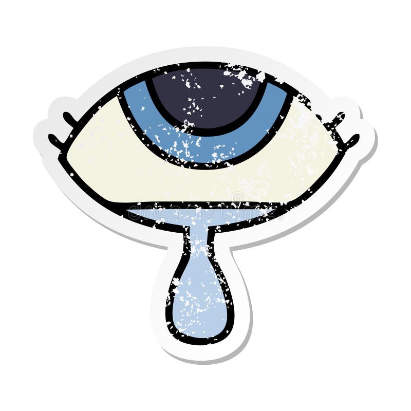 Distressed Sticker of a Cute Cartoon Crying Eye Stock Vector ...