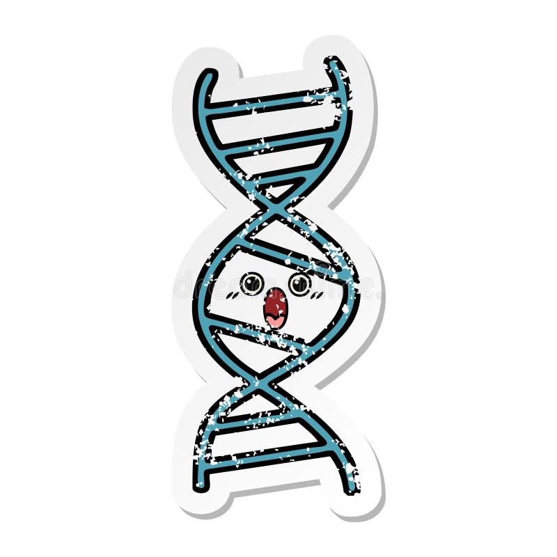 Cartoon Sticker Stick Icon Decal Label Dna Dna Strand Biology Science ...