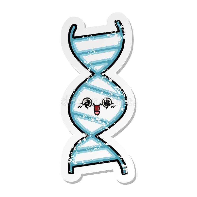 Distressed Sticker of a Cute Cartoon DNA Strand Stock Vector ...