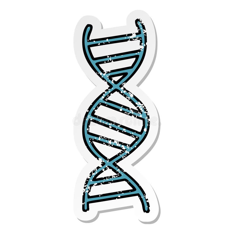 Distressed Sticker of a Cute Cartoon DNA Strand Stock Vector ...