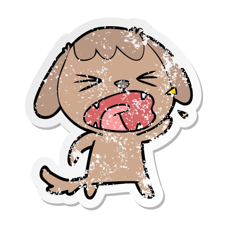Distressed Sticker of a Cute Cartoon Dog Barking Stock Vector ...