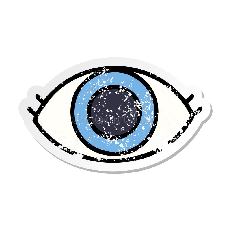 Distressed Sticker of a Cute Cartoon Eye Stock Vector - Illustration of ...