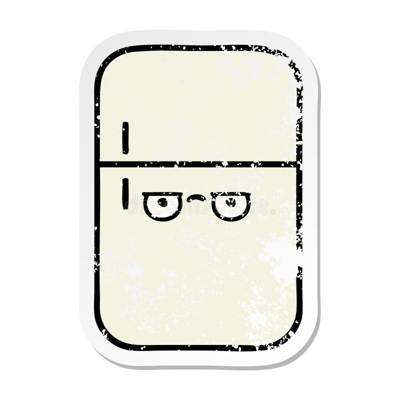 Distressed Sticker of a Cute Cartoon Fridge Freezer Stock Vector ...