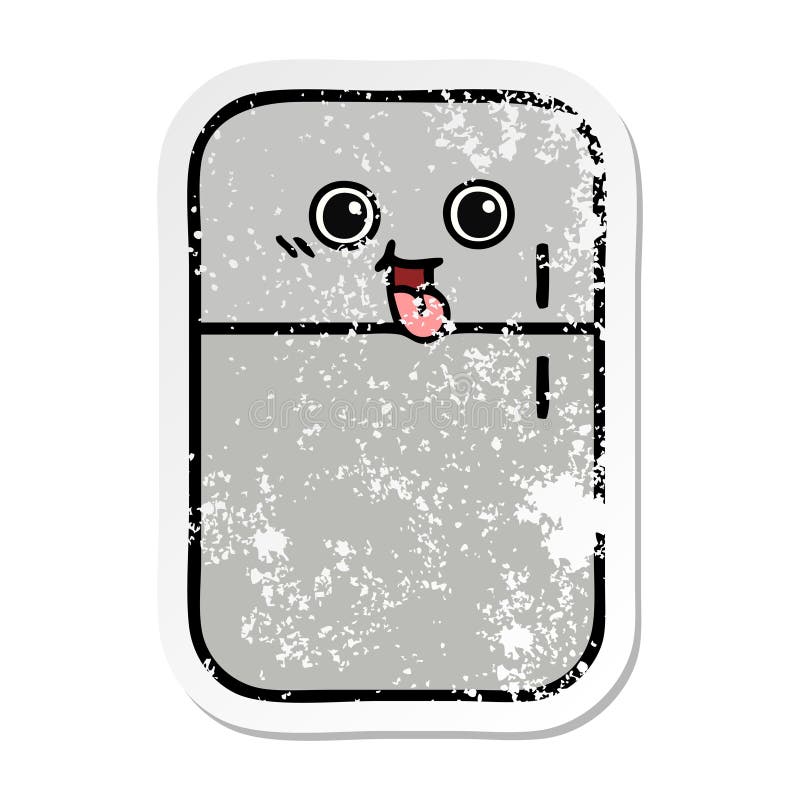 Distressed Sticker of a Cute Cartoon Fridge Freezer Stock Vector ...