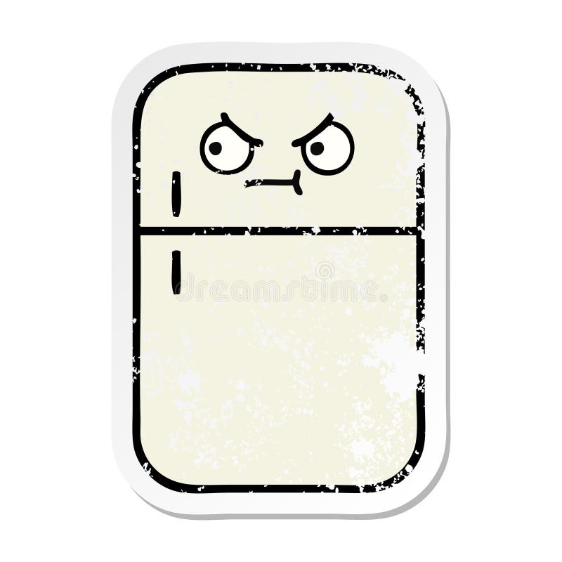Distressed Sticker of a Cute Cartoon Fridge Freezer Stock Vector ...