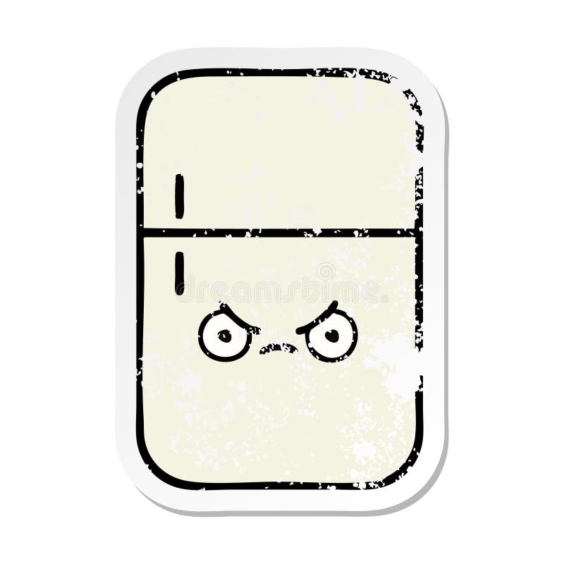 Distressed Sticker of a Cute Cartoon Fridge Freezer Stock Vector ...