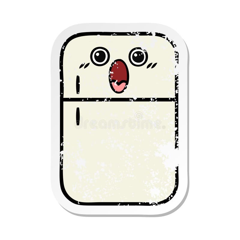 Distressed Sticker of a Cute Cartoon Fridge Freezer Stock Vector ...