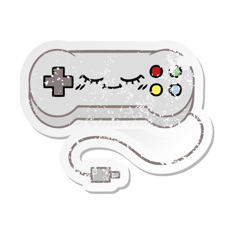 Distressed Sticker of a Cute Cartoon Game Controller Stock Vector ...
