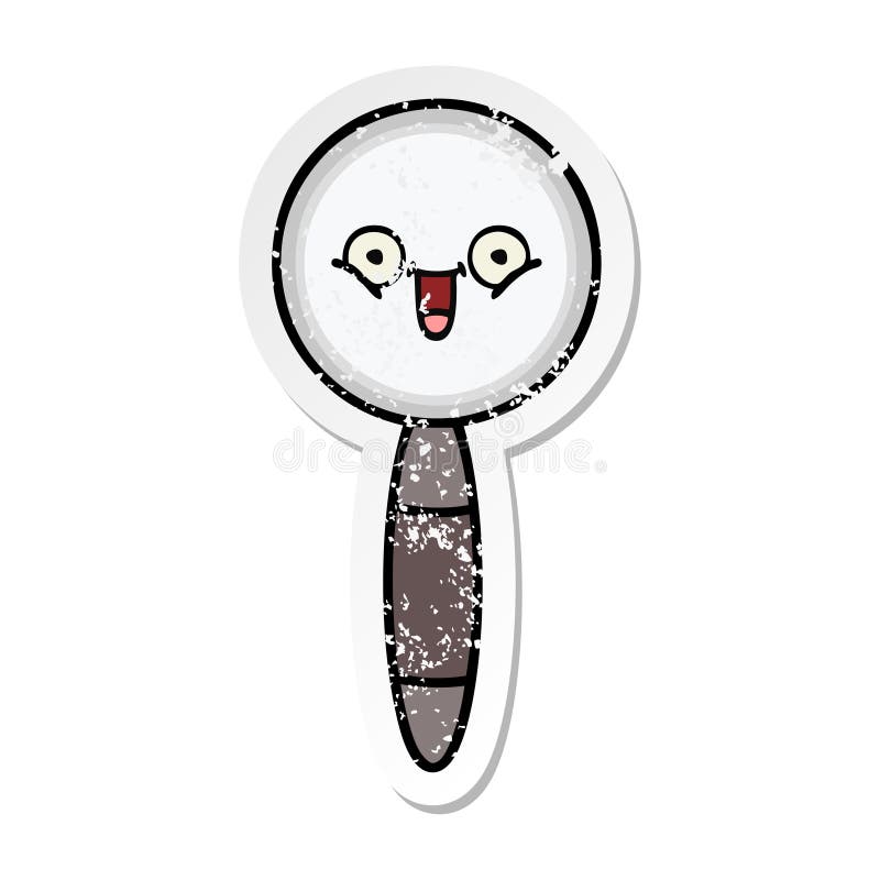 Distressed Sticker of a Cute Cartoon Magnifying Glass Stock Vector ...