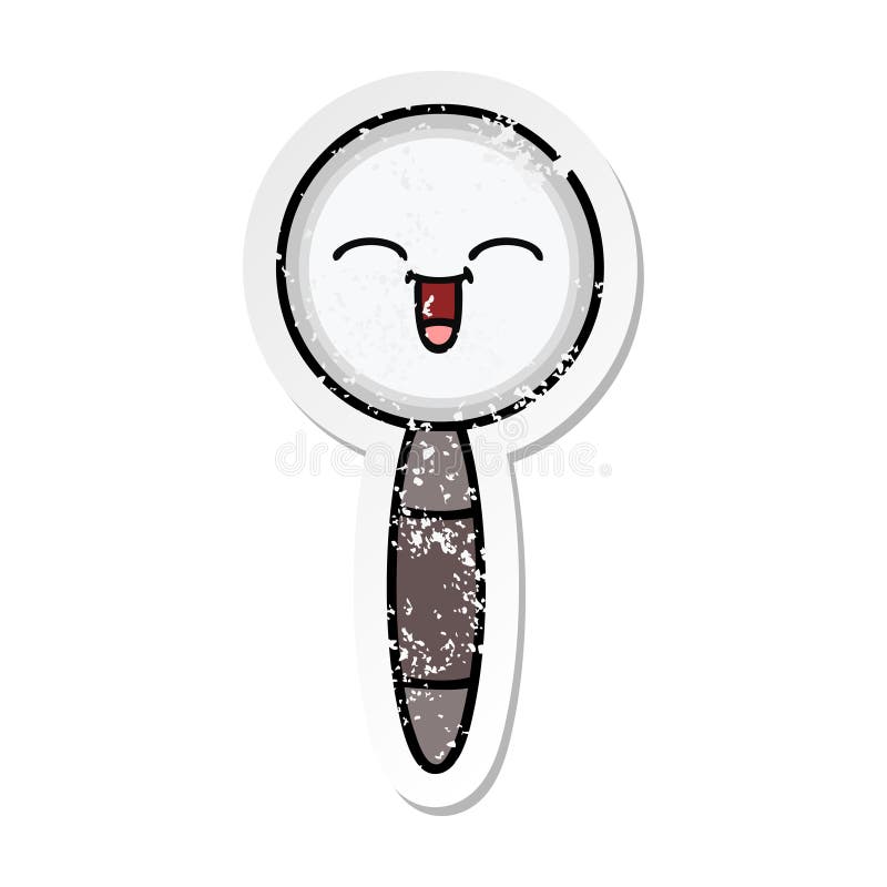 Distressed Sticker of a Cute Cartoon Magnifying Glass Stock Vector ...