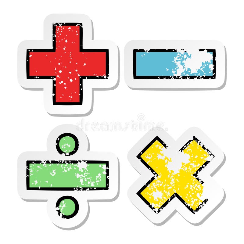 Distressed Sticker of a Cute Cartoon Math Symbols Stock Vector ...