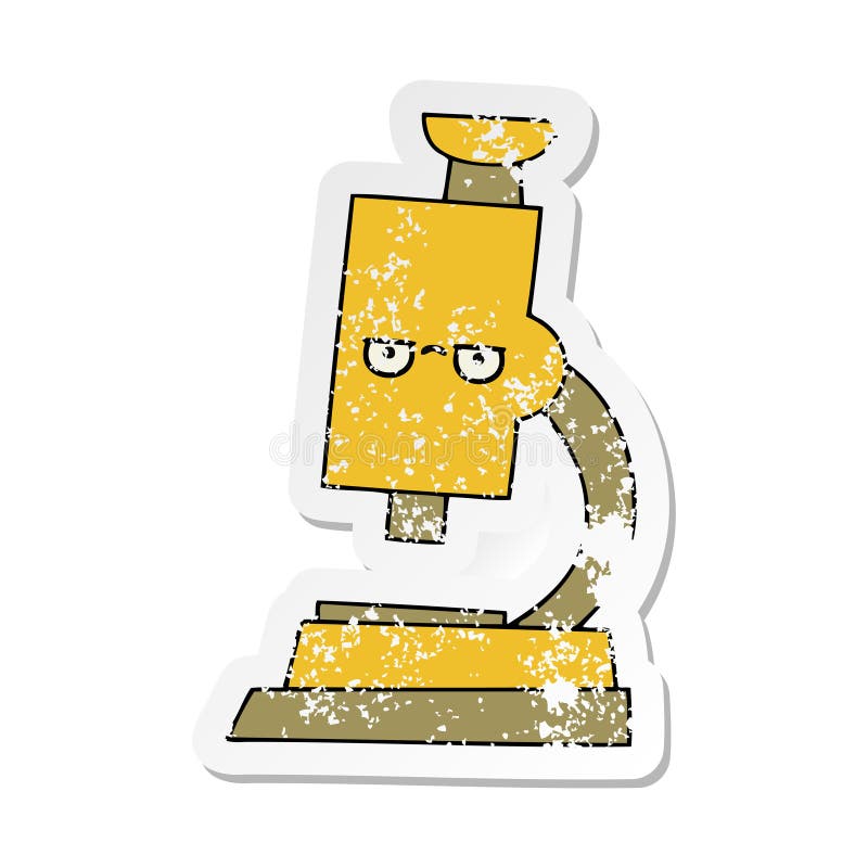 Distressed Sticker of a Cute Cartoon Microscope Stock Vector ...