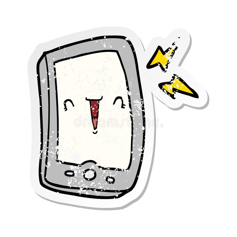 Old Telephone Phone Cute Cartoon Sticker Label Stick Stock ...
