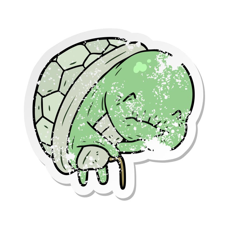 Old Turtle Tortoise Elderly Confused Cute Cartoon Sticker Label Stick ...