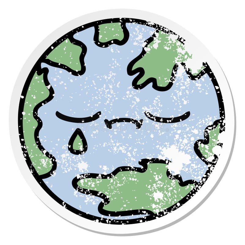 Distressed Sticker of a Cute Cartoon Planet Earth Stock Vector ...