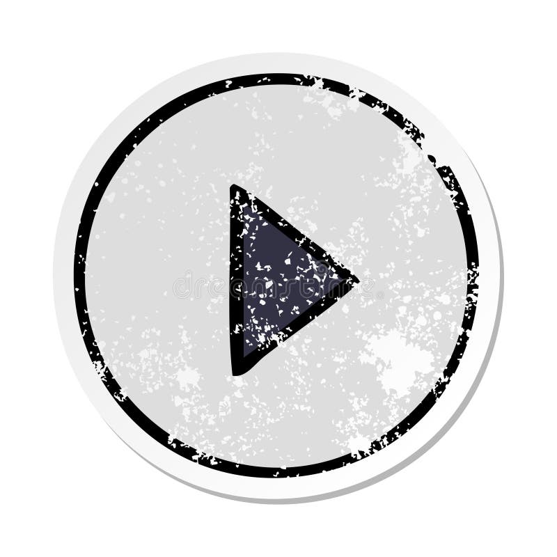 Distressed Sticker Of A Cute Cartoon Play Button Stock Vector ...