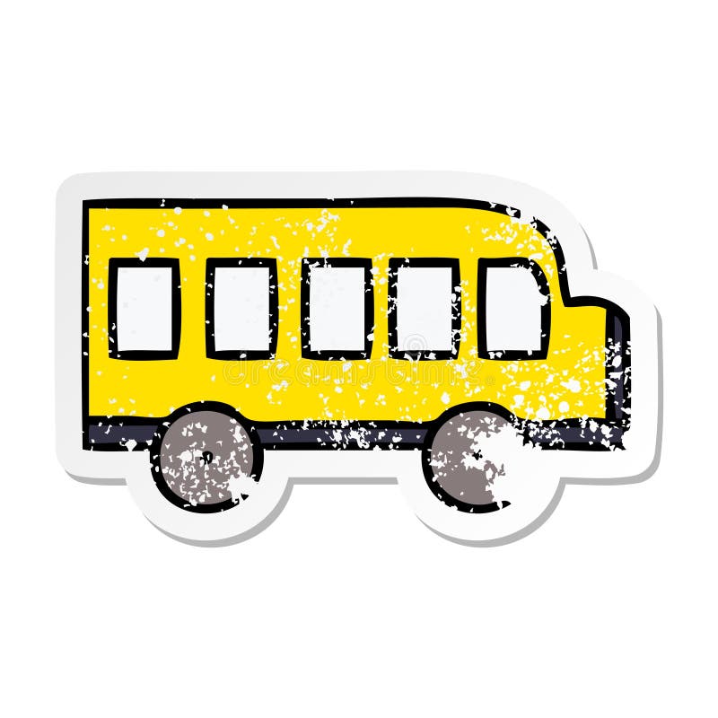 Distressed Sticker of a Cute Cartoon School Bus Stock Vector ...