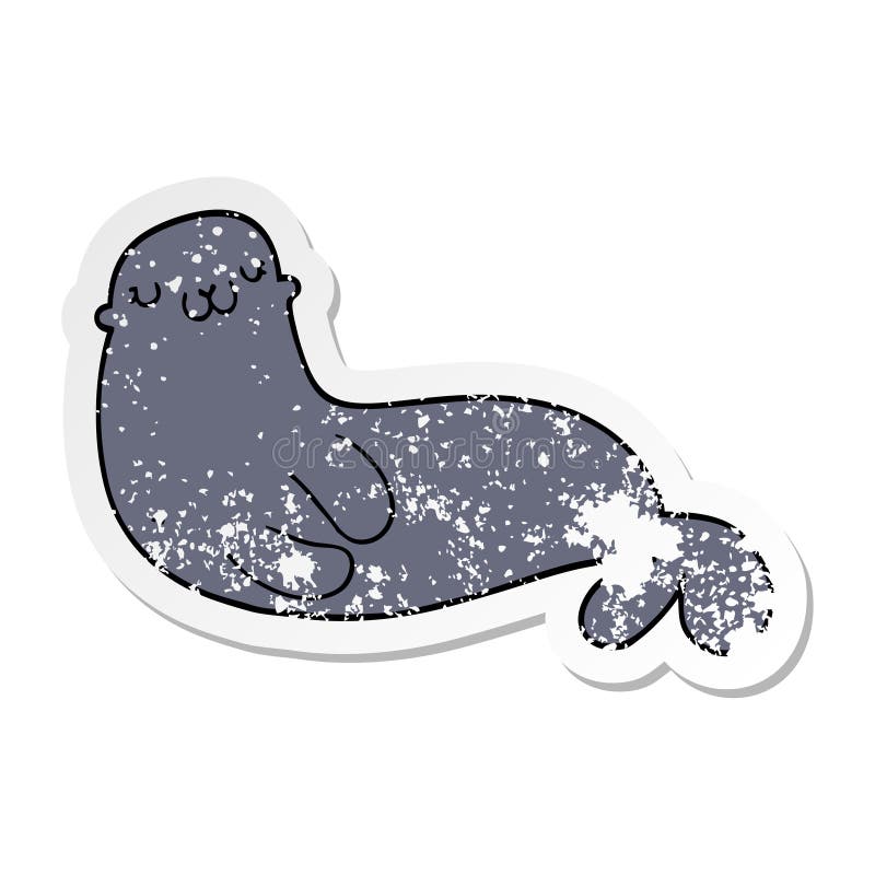 Distressed Sticker of a Cute Cartoon Seal Stock Vector - Illustration ...