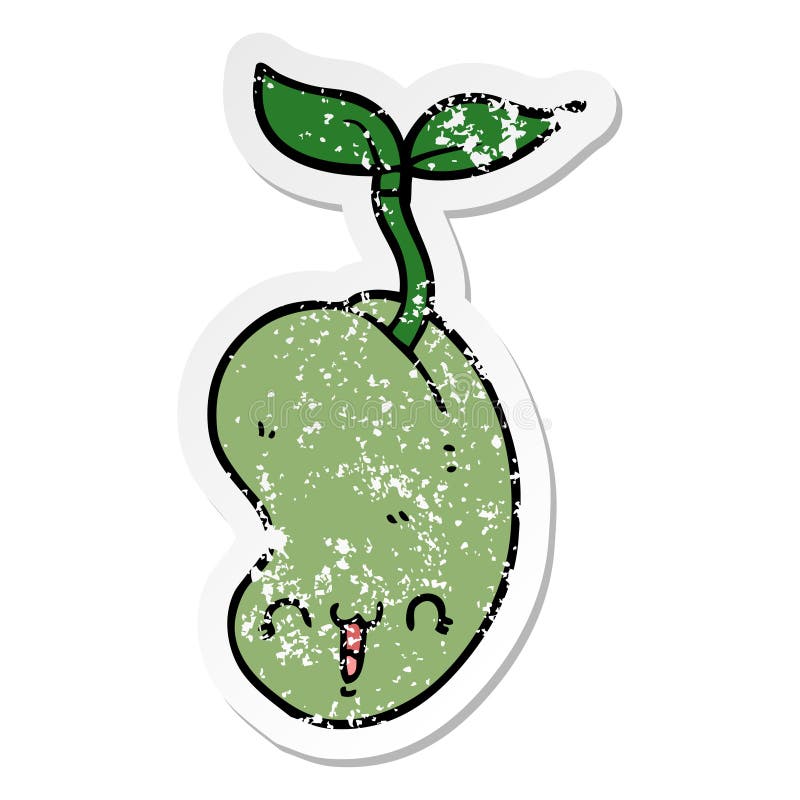 Distressed Sticker of a Cute Cartoon Seed Sprouting Stock Vector ...