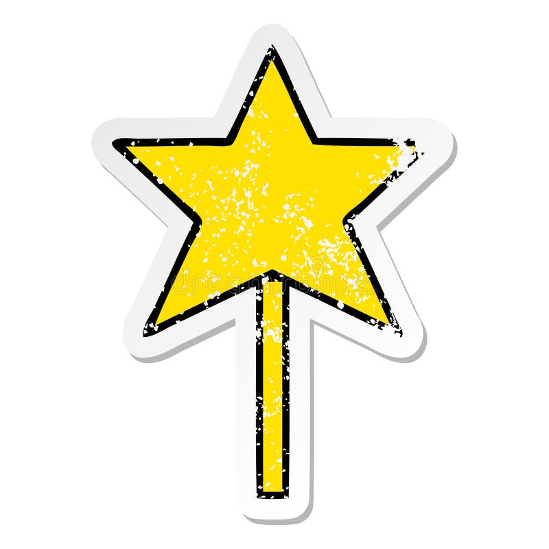 Distressed Sticker of a Cute Cartoon Star Wand Stock Vector ...