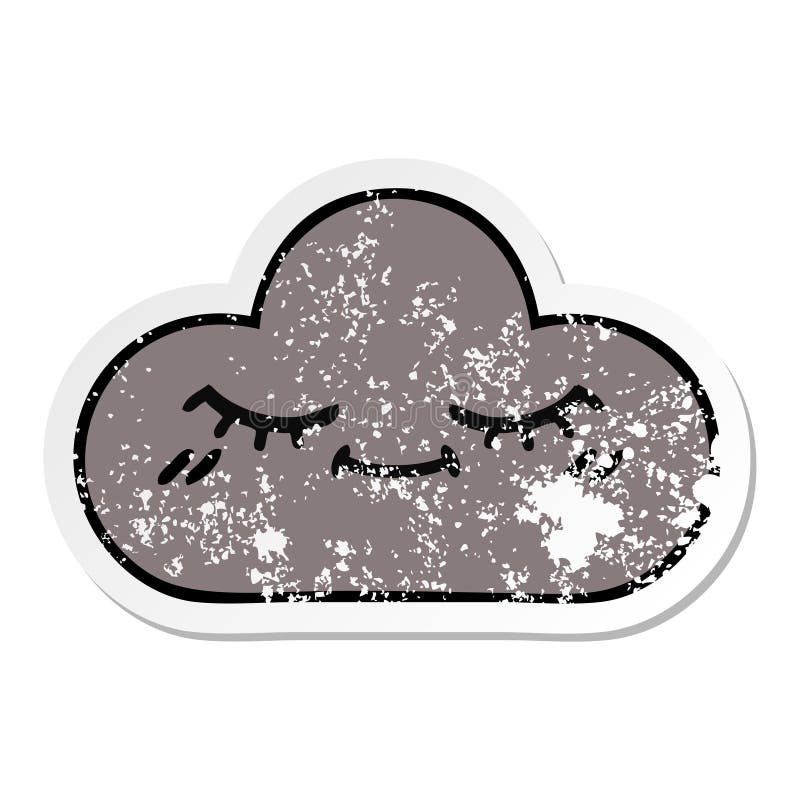 Distressed Sticker of a Cute Cartoon Storm Cloud Stock Vector ...