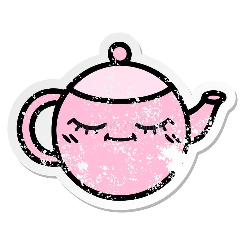 Distressed Sticker of a Cute Cartoon Teapot Stock Vector - Illustration ...