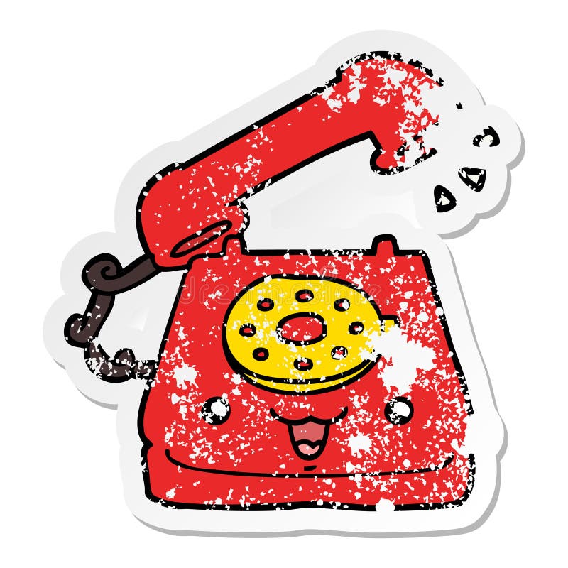 Distressed Sticker of a Cute Cartoon Telephone Stock Vector ...