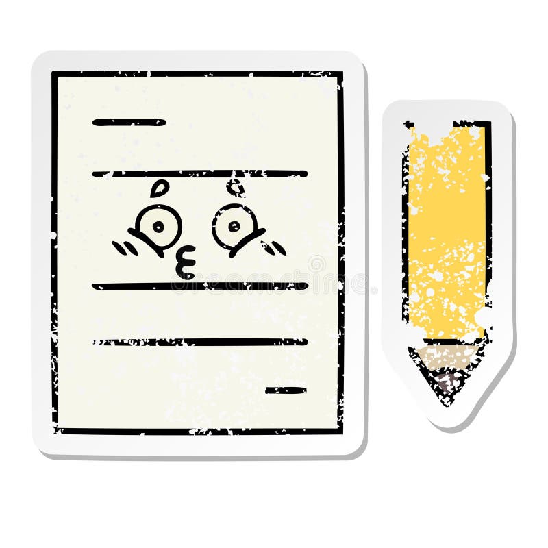 Distressed Sticker of a Cute Cartoon Test Paper Stock Vector ...
