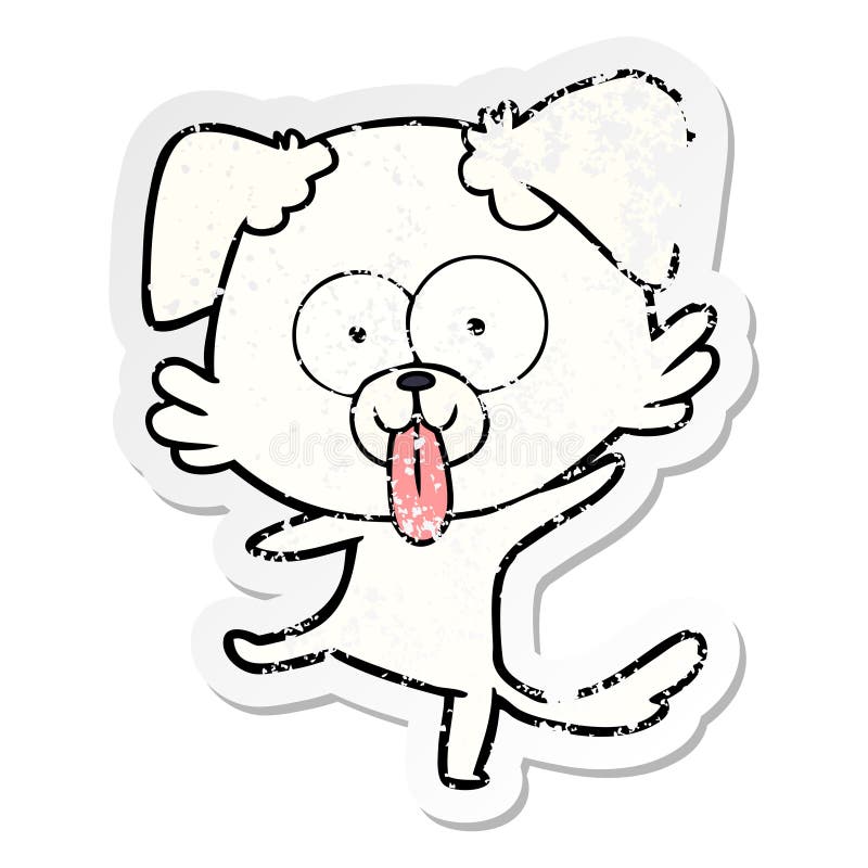 Distressed Sticker of a Funny Cartoon Dancing Dog Stock Vector ...