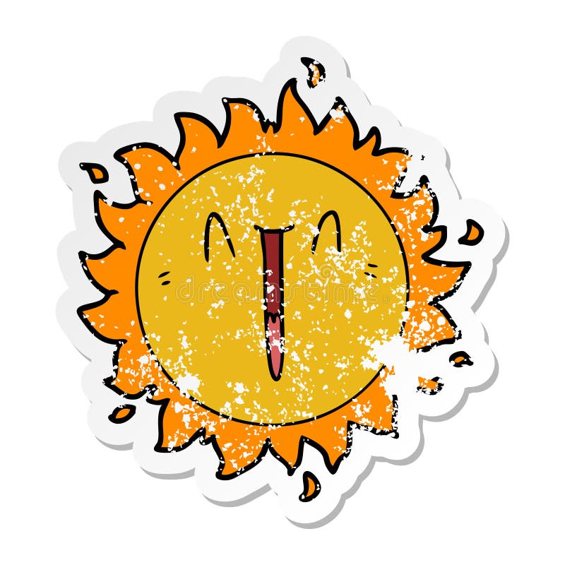 Distressed Sticker of a Happy Cartoon Sun Stock Vector - Illustration ...