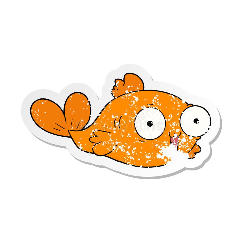 Happy Goldfish Hand Drawn Sticker Cartoon Of A Wearing Santa Hat Stock ...