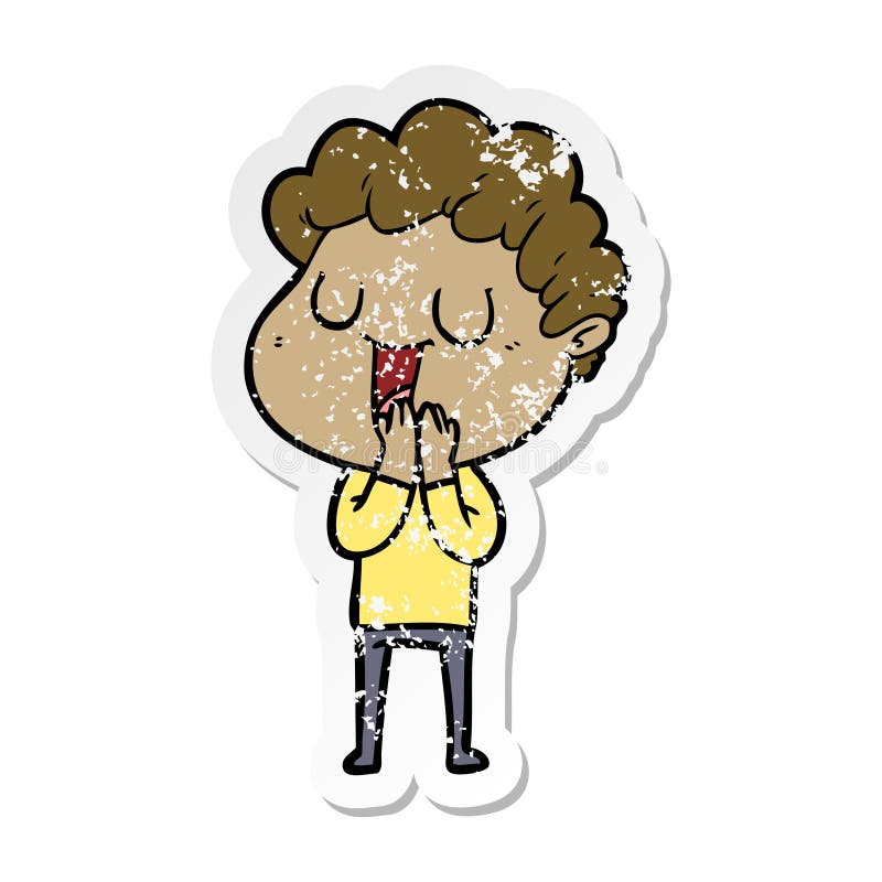 Distressed Sticker of a Laughing Cartoon Man Stock Vector ...