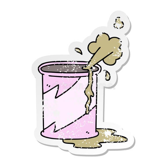 Distressed Sticker of a Quirky Hand Drawn Cartoon Exploding Soda Can ...