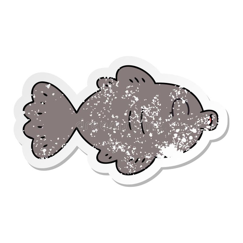 Distressed Sticker of a Quirky Hand Drawn Cartoon Fish Stock Vector ...