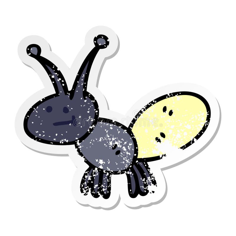 Distressed Sticker of a Quirky Hand Drawn Cartoon Light Bug Stock ...