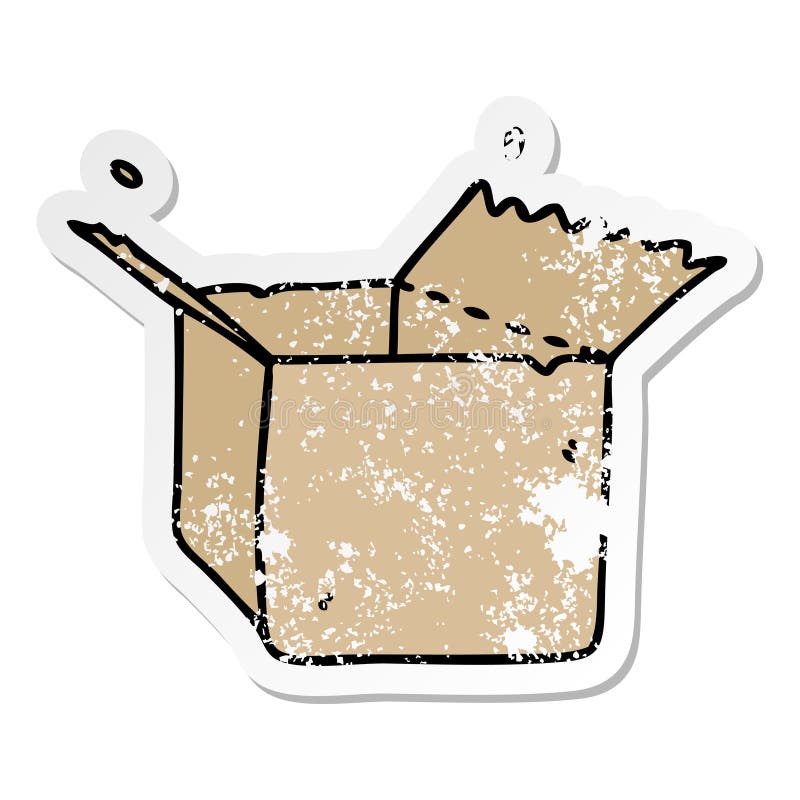 Distressed Sticker of a Quirky Hand Drawn Cartoon Open Box Stock Vector ...