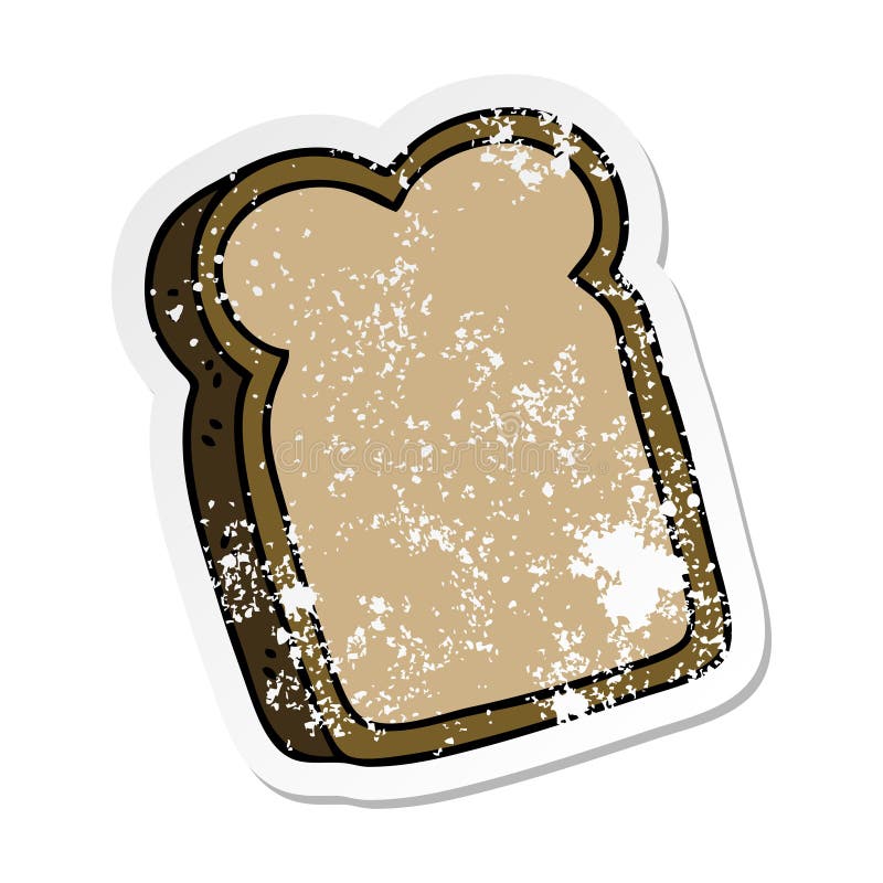 Distressed Sticker of a Quirky Hand Drawn Cartoon Slice of Bread Stock ...