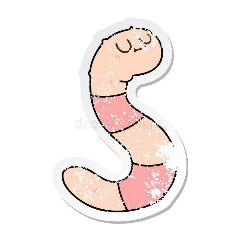 Distressed Sticker of a Quirky Hand Drawn Cartoon Worm Stock Vector ...