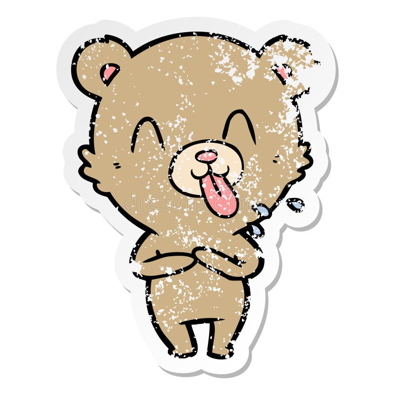 Distressed Sticker of a Rude Cartoon Bear Stock Vector - Illustration ...