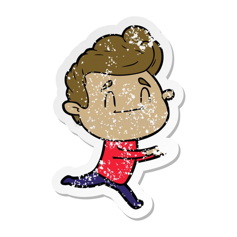 Distressed Sticker of a Running Cartoon Man Stock Vector - Illustration ...